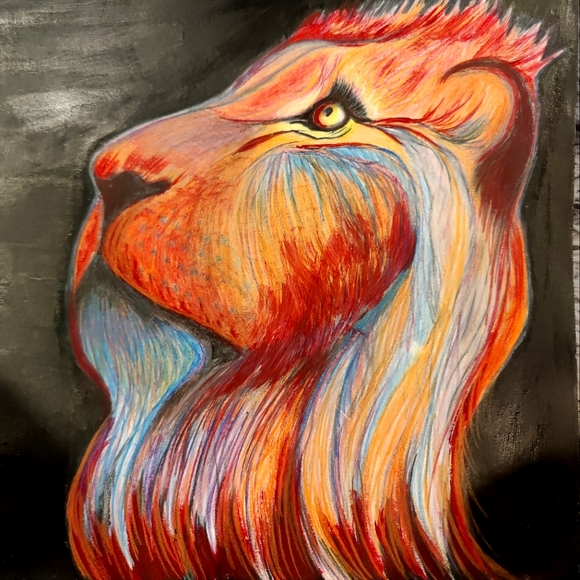 Art | Hand Painted Look To The Moon Lion Original Artwork By Chantel ...